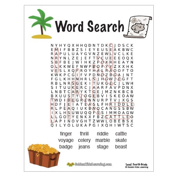 Free Word Search Worksheets for 4th Grade | Golden Kids Learning