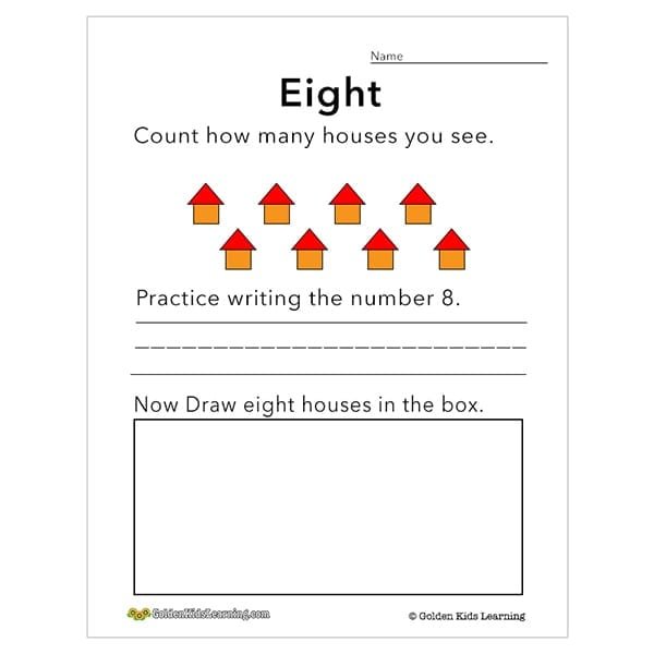 Learn Number 8 | Free Educational Worksheets - GKL